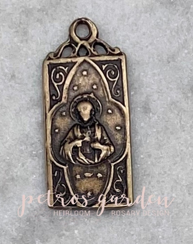 Solid Bronze SACRED HEART OF JESUS Catholic Medal, Catholic Pendant, A ...