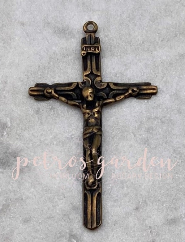 Solid Bronze SLIM STRAIGHT Rosary Crucifix, Catholic Pendant, Antique ...